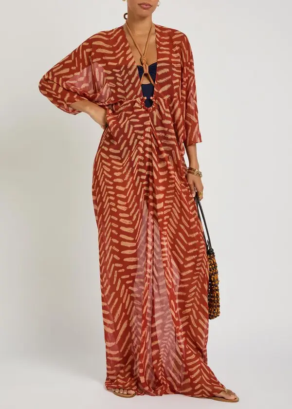 Johanna Ortiz Sensory Tapestry Patterned Georgette Maxi Kaftan Dress