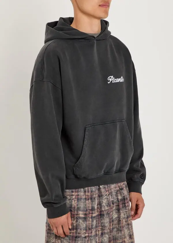 PICANTE Embroidered Cotton Hooded Sweatshirt