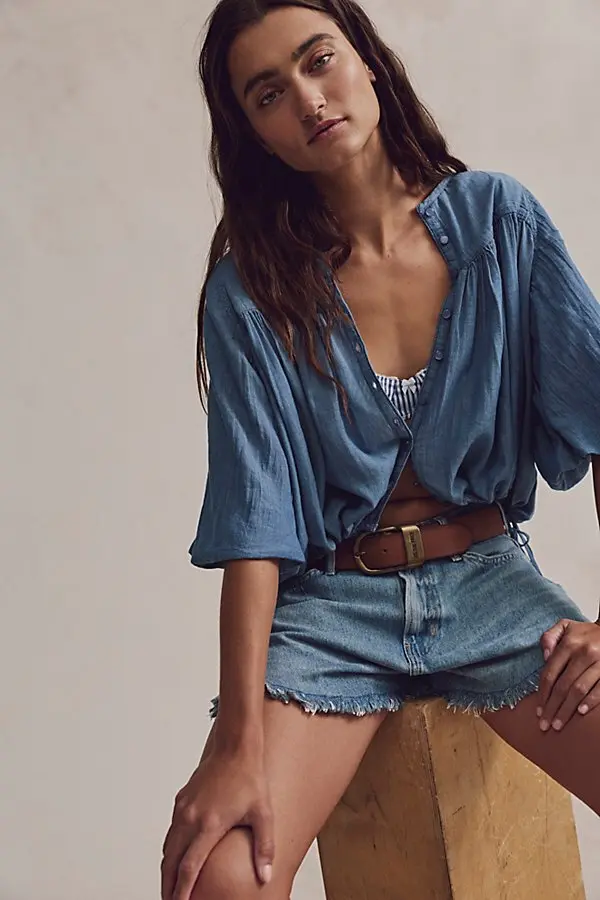 Free People We The Free Marysol Denim Top