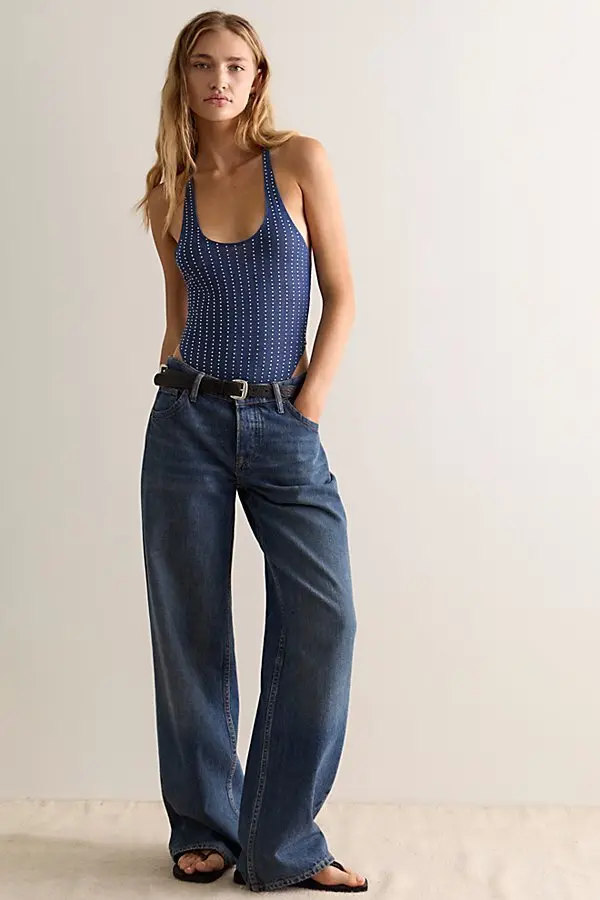 Ksubi Lara Mesh Pinstripe Bodysuit - Denim
