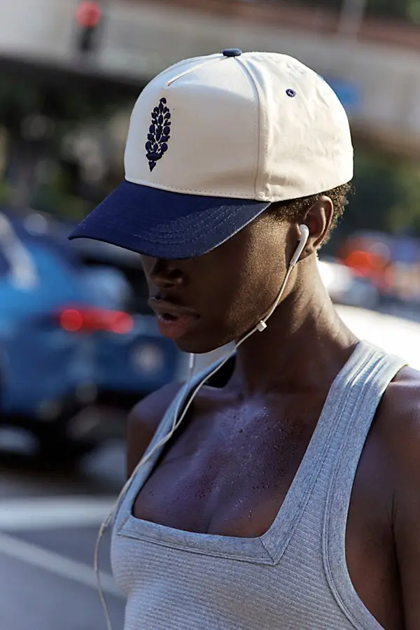 Free People Courtly Colorblock Snapback Hat - Navy Combo