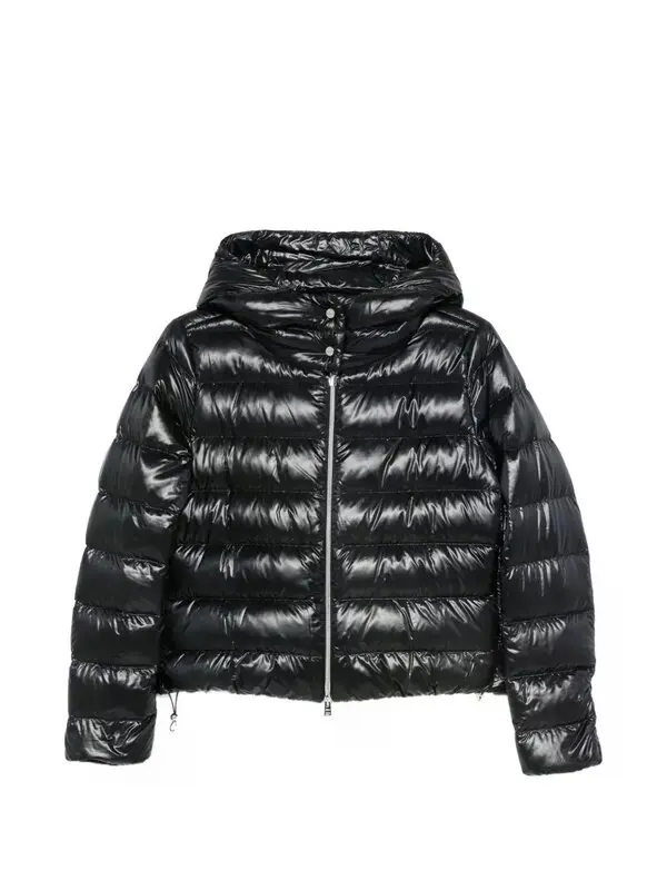 Herno Quilted Zip-up Hooded Jacket - Black