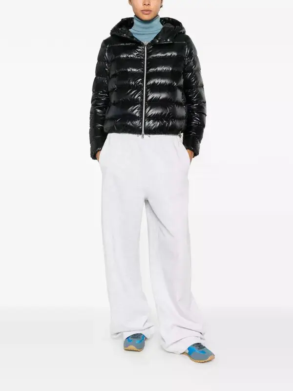 Herno Quilted Zip-up Hooded Jacket - Black