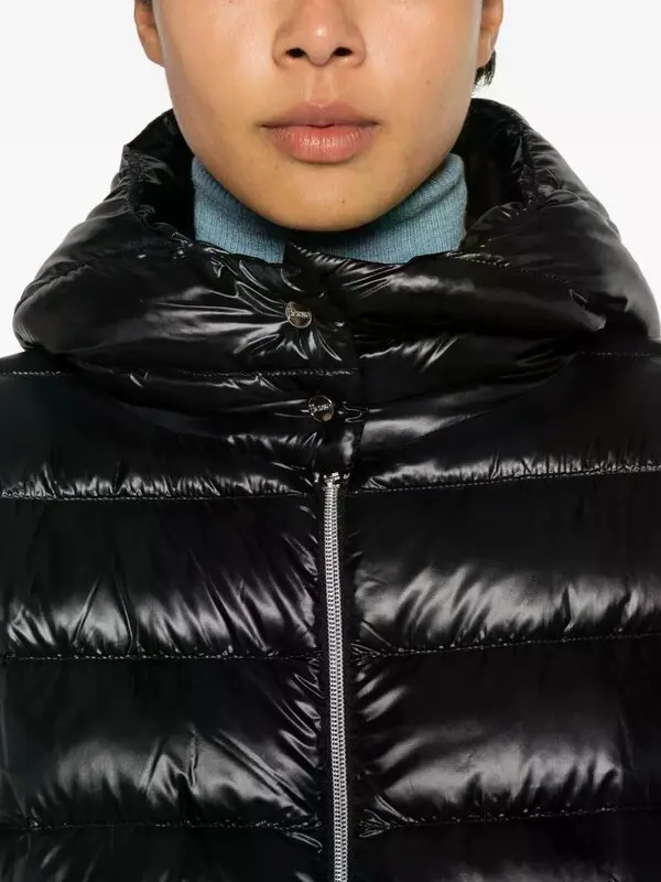 Herno Quilted Zip-up Hooded Jacket - Black