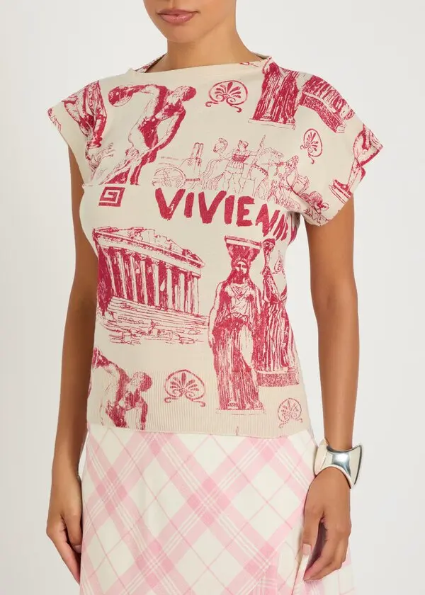 VIVIENNE WESTWOOD Justine Printed Cotton And Cashmere-blend T-shirt - White
