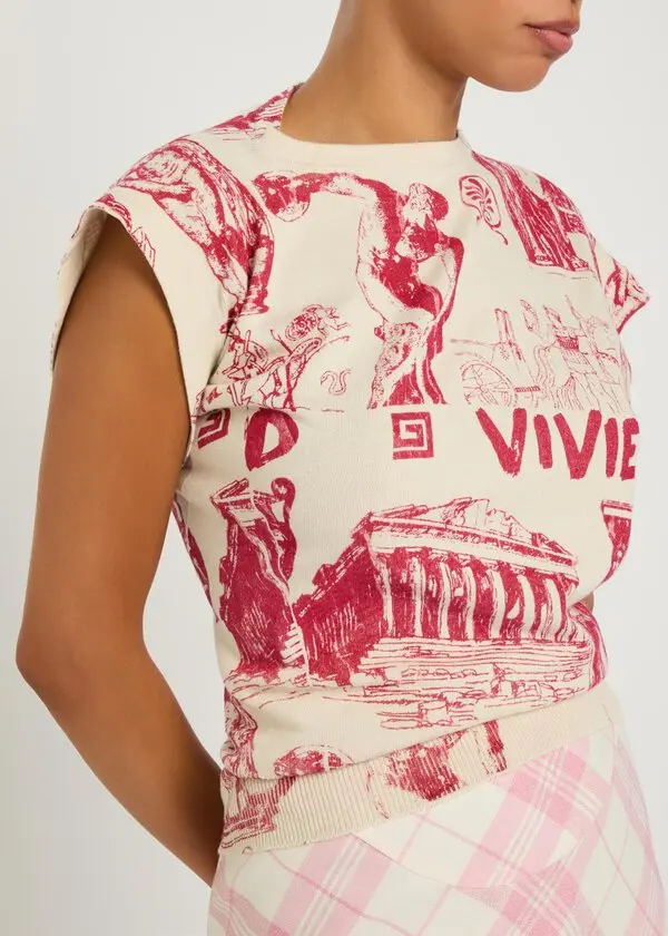 VIVIENNE WESTWOOD Justine Printed Cotton And Cashmere-blend T-shirt - White