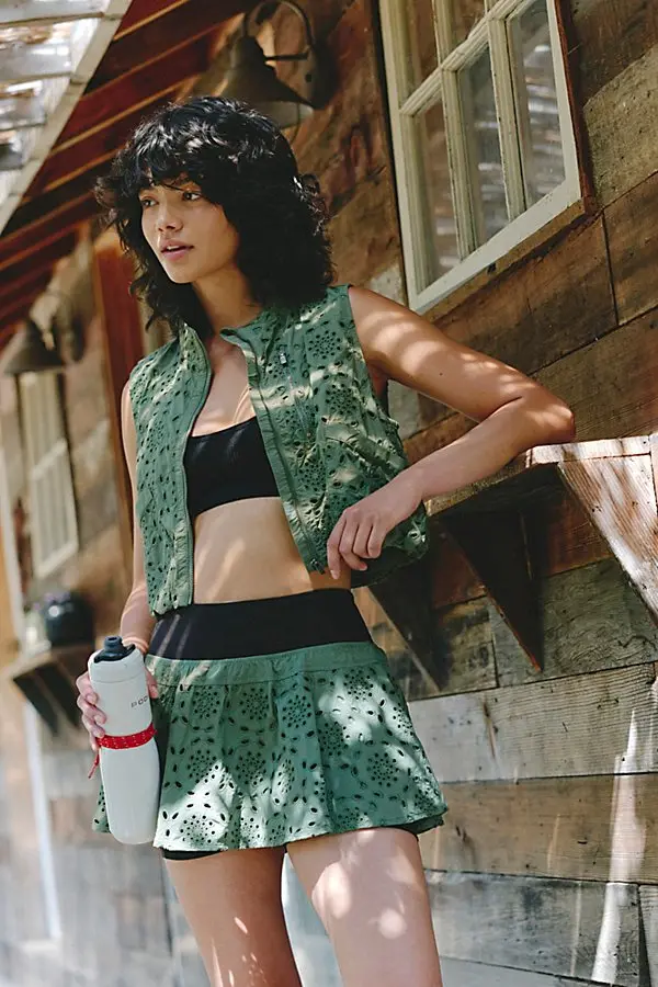 Free People Gone Hiking" Set: Zip-front Vest And Skort With Cutout Details - Terrain Combo