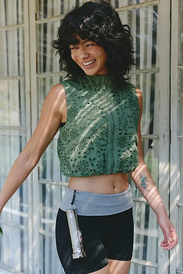 Free People Gone Hiking" Set: Zip-front Vest And Skort With Cutout Details