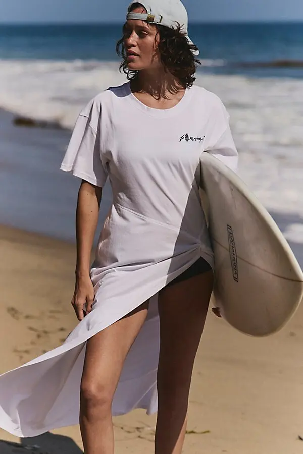 Free People Cotton Maxi Tunic Tee With Side Slit