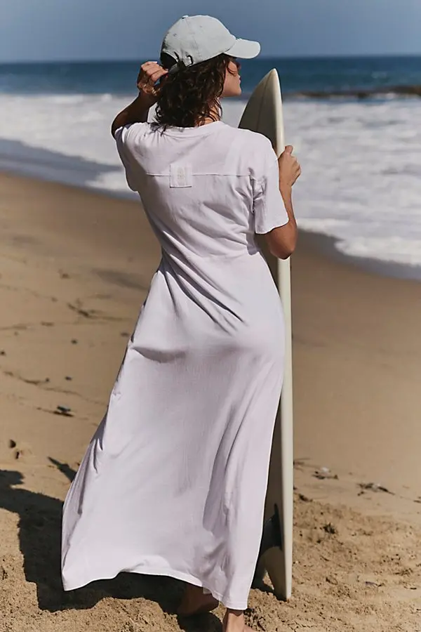 Free People Cotton Maxi Tunic Tee With Side Slit