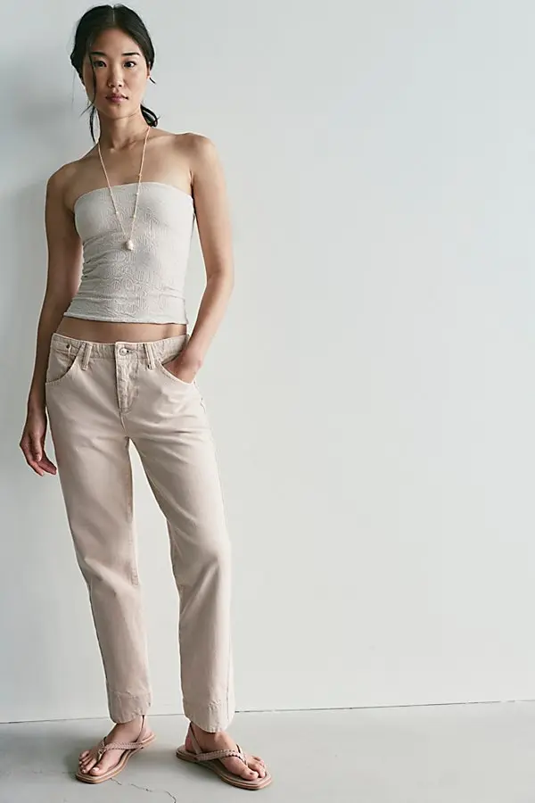 Free People We The Free Leona Low-rise Twisted Slim Jeans - Pink Tint