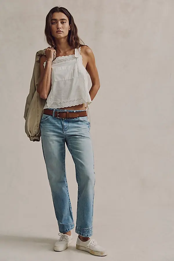 Free People We The Free Leona Low-rise Twisted Slim Jeans - Skipper
