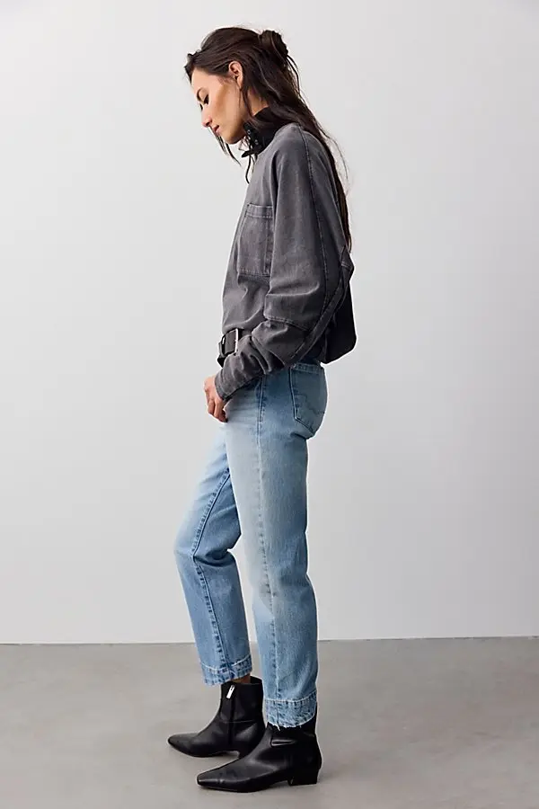Free People We The Free Leona Low-rise Twisted Slim Jeans - Skipper