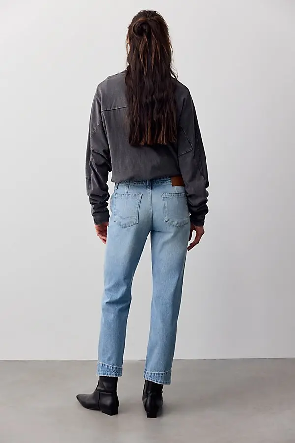 Free People We The Free Leona Low-rise Twisted Slim Jeans - Skipper