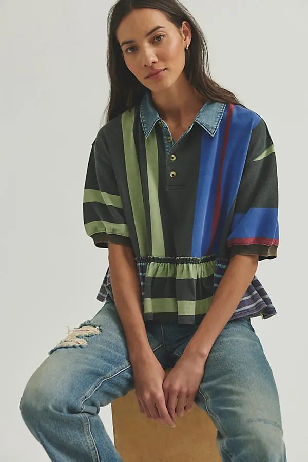 Free People Harbor Stripe Top - Navy Combo