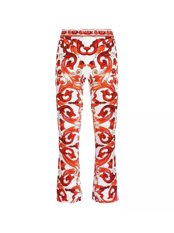 Dolce & Gabbana Majolica Print Charmeuse Trousers