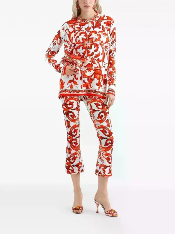 Dolce & Gabbana Majolica Print Charmeuse Trousers