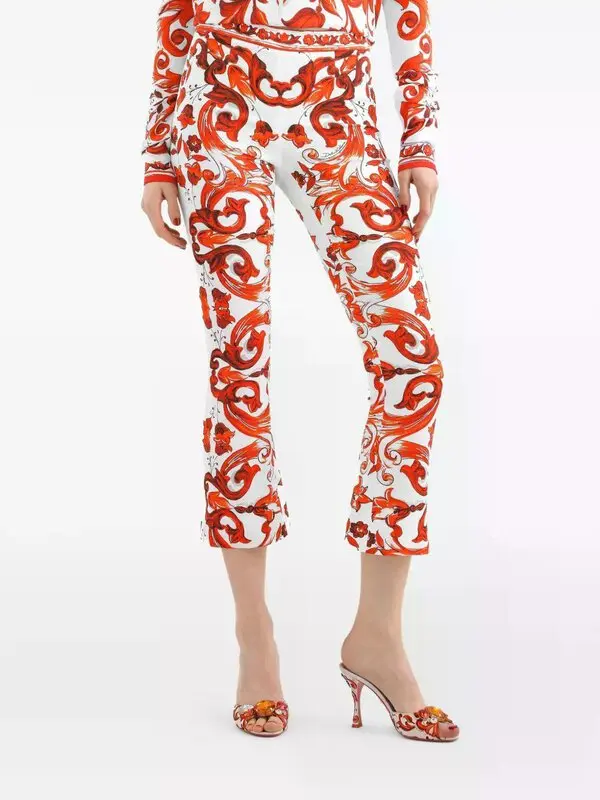 Dolce & Gabbana Majolica Print Charmeuse Trousers