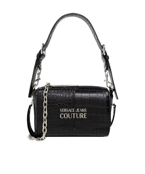 Versace Crocodile-effect Shoulder Bag - Black