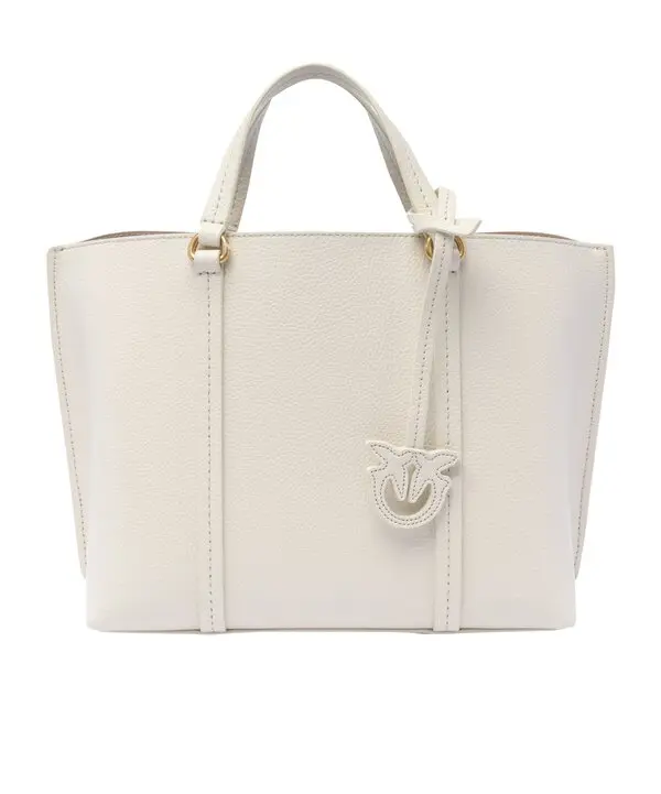 Pinko Carrie Logo Charm Tote Bag - White