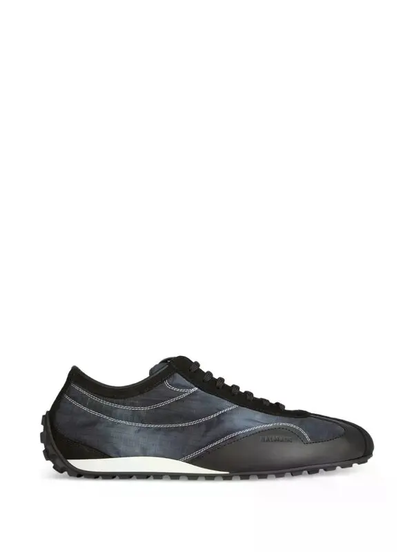 Balmain Racing Low Trainers In Nylon And Leather - Blue