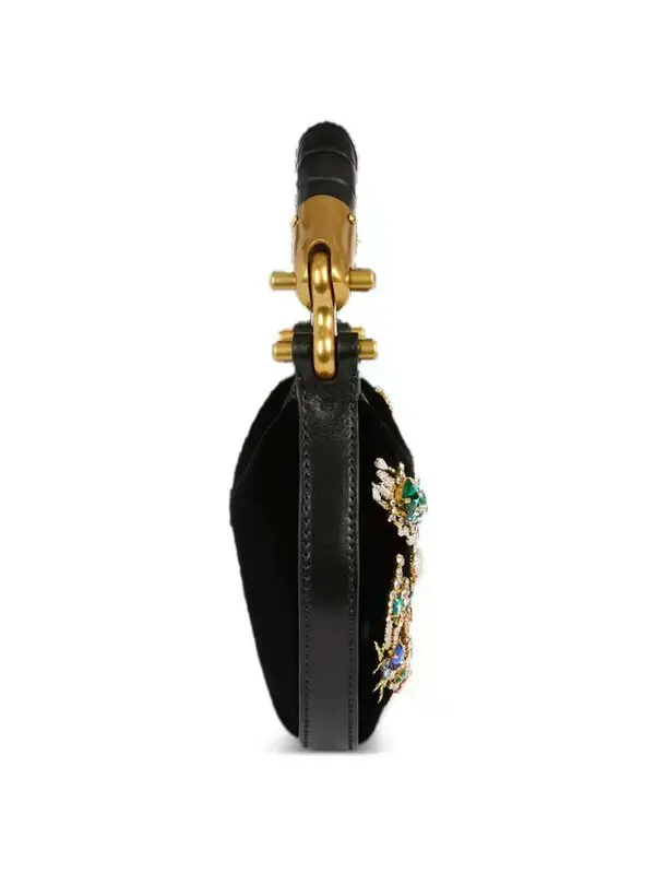 Balmain Mini Ébène Insect Bag In Embroidered Velvet
