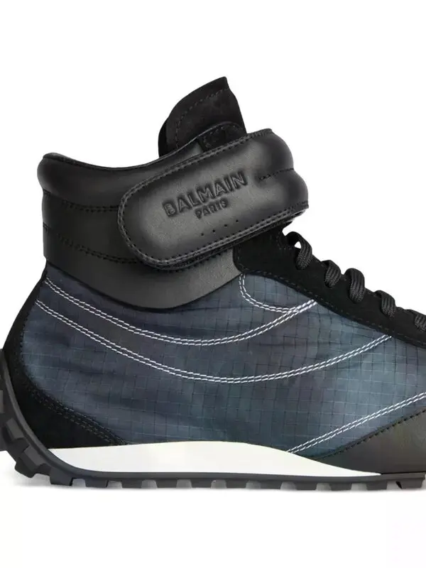 Balmain Racing Mid-top Trainers In Nylon And Leather