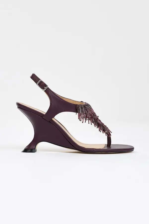 Acler Embellished Sculptural Heel Sandals - Fig