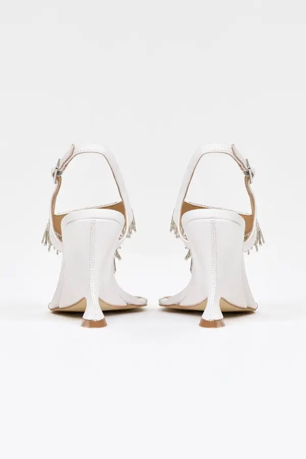 Acler Jobin Heel Embellished Sandals - Ivory