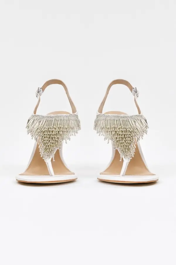Acler Jobin Heel Embellished Sandals - Ivory