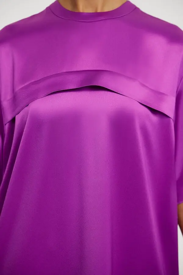 Acler Baile Dress In Woven Satin - Deep Mulberry