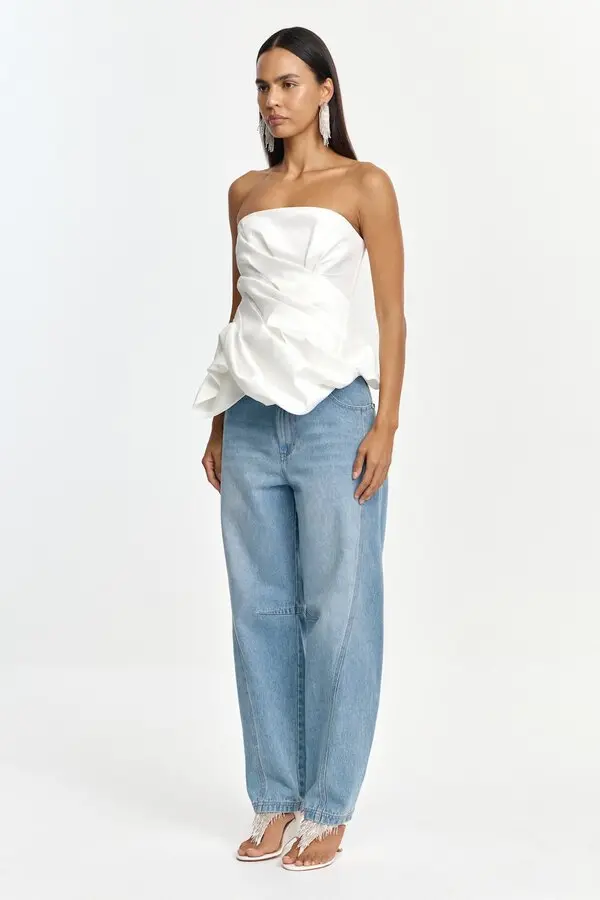 Acler Dorval Sculptural Strapless Top - Ivory