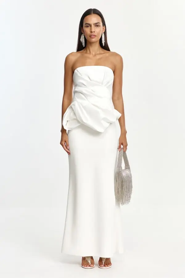 Acler Dorval Sculptural Strapless Top - Ivory
