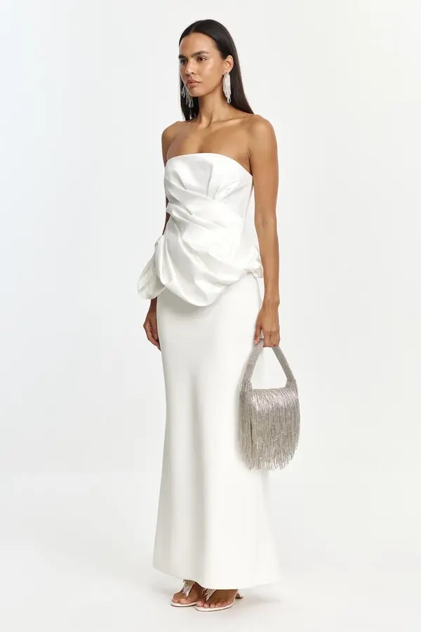 Acler Dorval Sculptural Strapless Top - Ivory