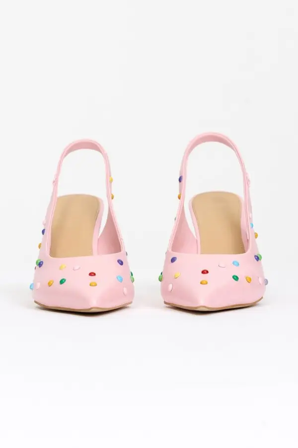 Acler Judley Embellished Pointed Toe Slingback Heel - Fairy Bread