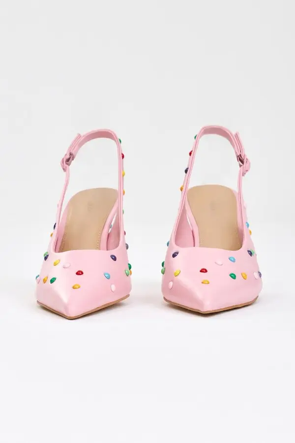 Acler Judley Embellished Pointed Toe Slingback Heel - Fairy Bread