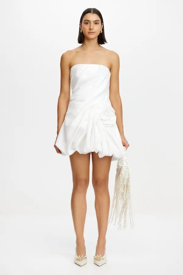 Acler Strapless Draped Rosette Mini Dress - Ivory