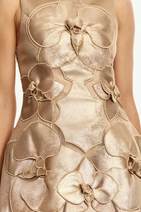 Acler Raffin Mini Dress Metallic - Gold