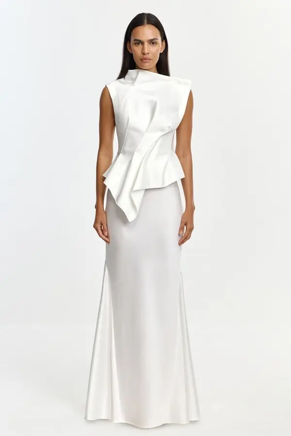 Acler Sculptural Satin Gown - Ivory