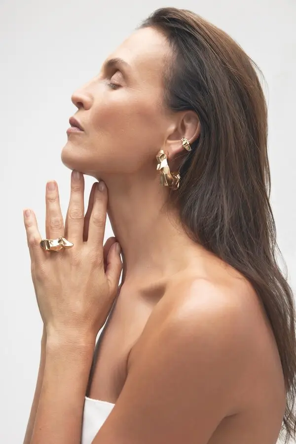 Acler Elford Ear Cuffs In Matte 18k -plated Brass