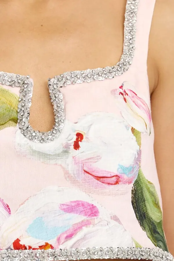 Acler Yorkley Cropped Top With Rhinestone Trim