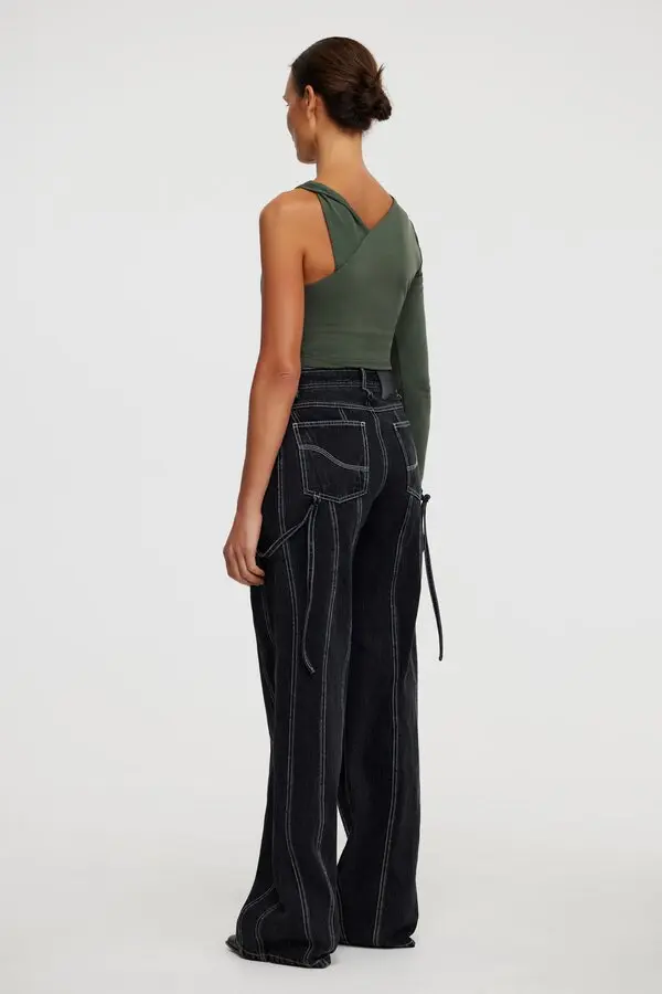 Acler Wyson Knit Jersey Top - Deep Olive