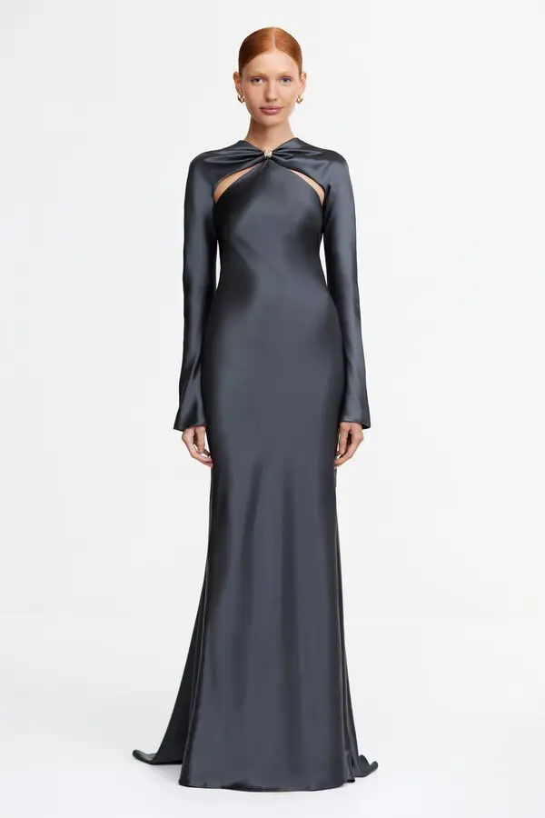 Acler Long Sleeve Cut-out Gown - Charcoal