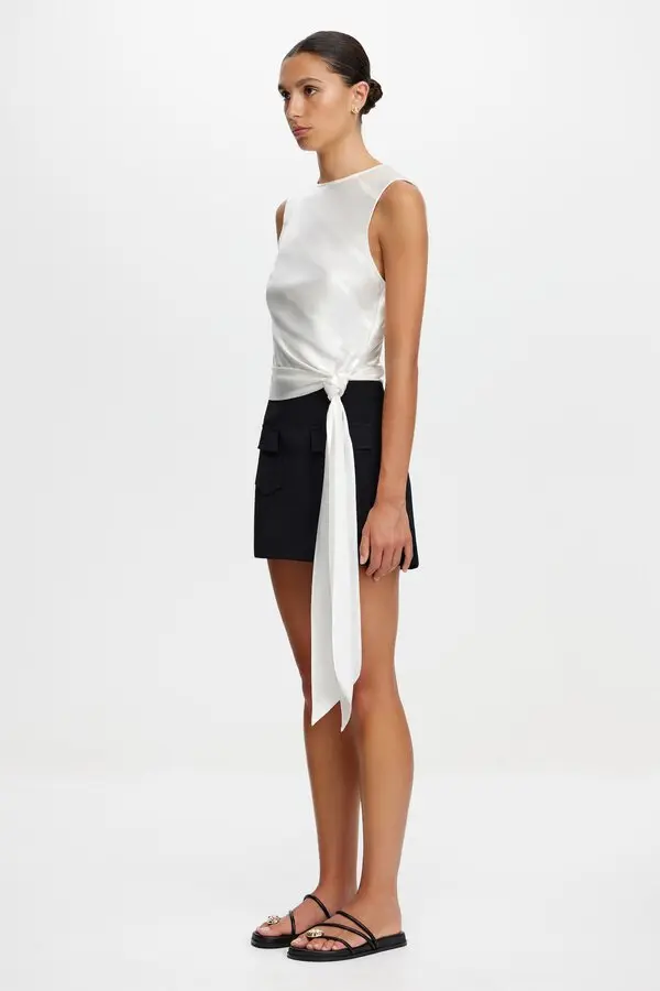 Acler Sleeveless Sculptural Satin Top