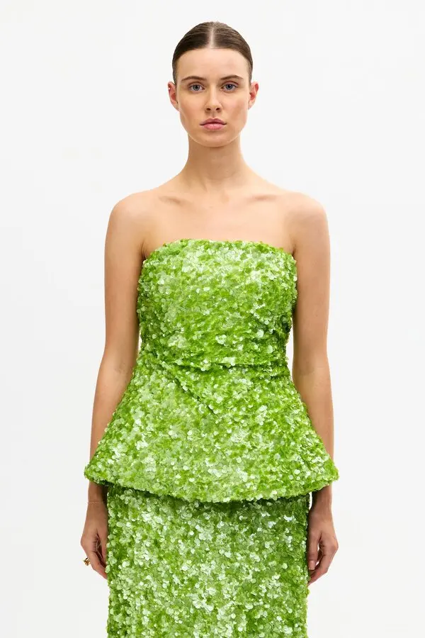 Acler Pipson Sequin Top - Basil Green