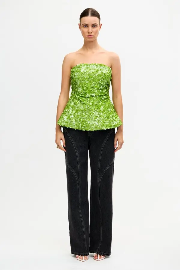 Acler Pipson Sequin Embellished Top - Basil Green