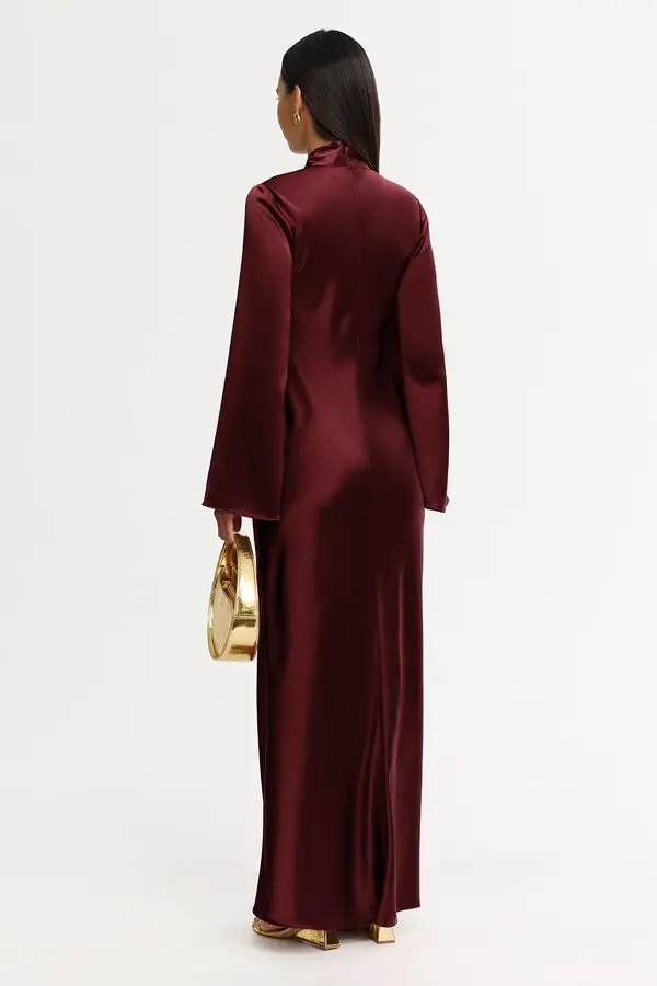 Acler Sculptural Satin Gown With Draped Overlay