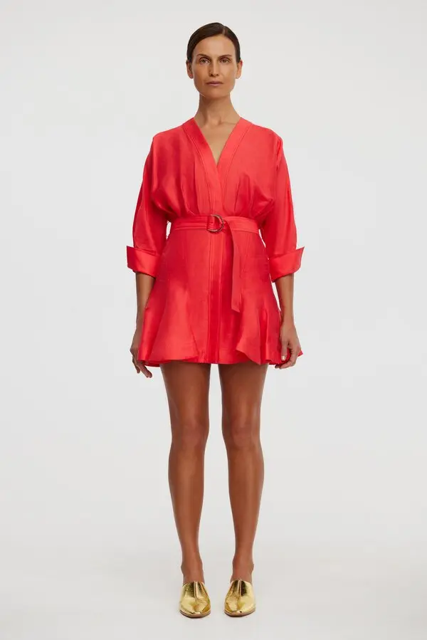 Acler Fairy Hill Mini Dress - Chilli