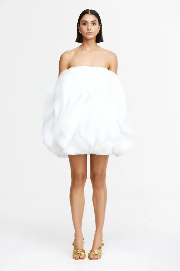 Acler Sculptural Organza Petal Mini Dress - Ivory