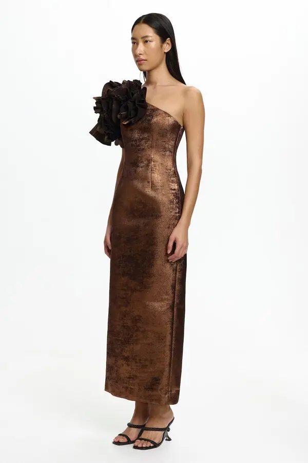 Acler Hampstead One-shoulder Frill Midi Dress